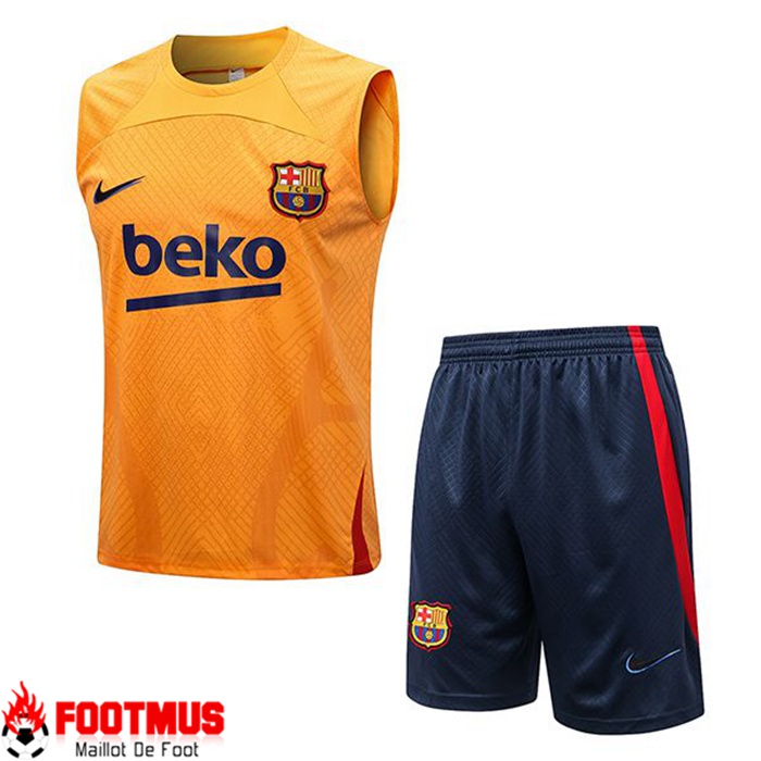 Soldes Ensemble Training Debardeur + Shorts FC Barcelone Orange 2022/ ...