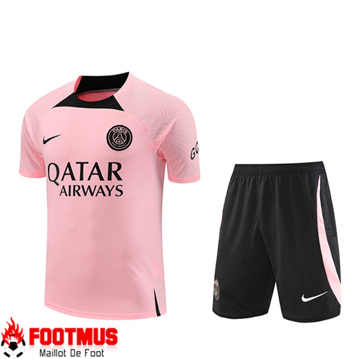 Flocage Ensemble Training T-Shirts + Shorts PSG Rose 2022/2023 Moins Cher