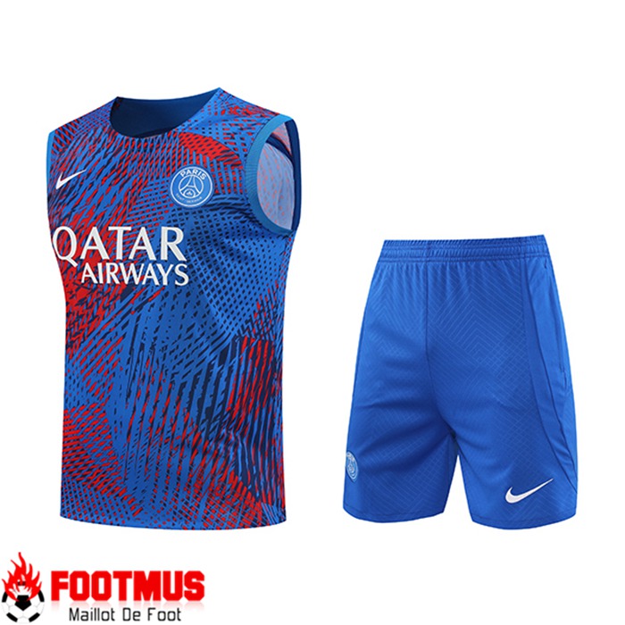 Floquer Ensemble Training Debardeur + Shorts PSG Rouge/Bleu 2022/2023 ...