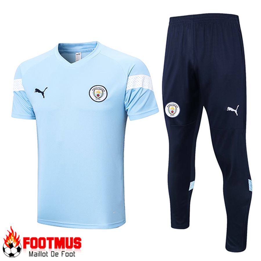Achat Ensemble Training T-Shirts + Pantalon Manchester City Bleu Clair ...