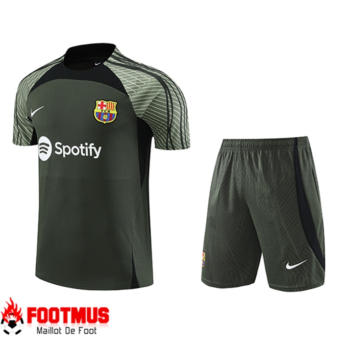 Magasin Ensemble Training T-Shirts + Shorts FC Barcelone Vert 2023/2024 ...