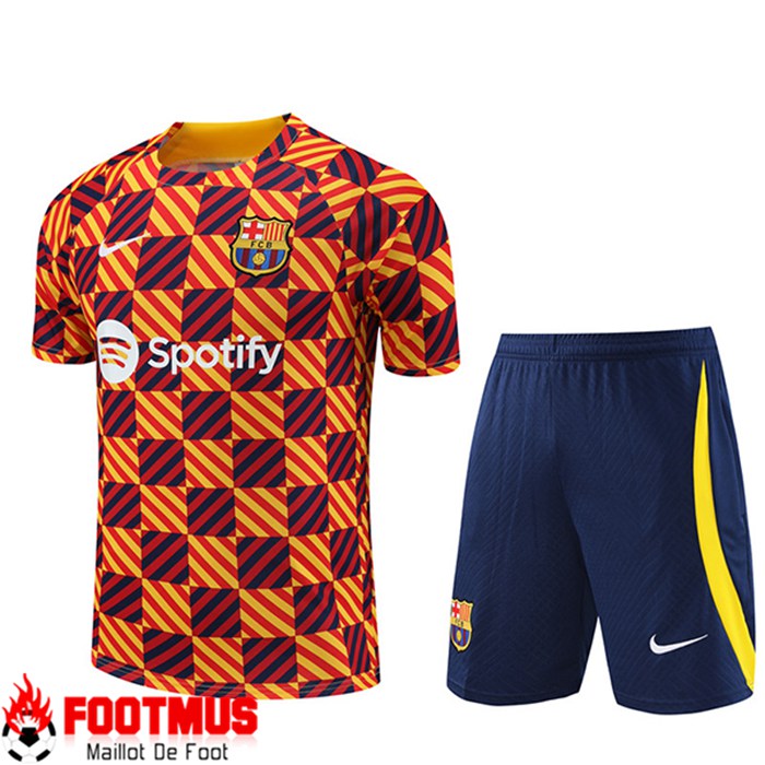 Dernier Ensemble Training T-Shirts + Shorts FC Barcelone Jaune 2023/ ...