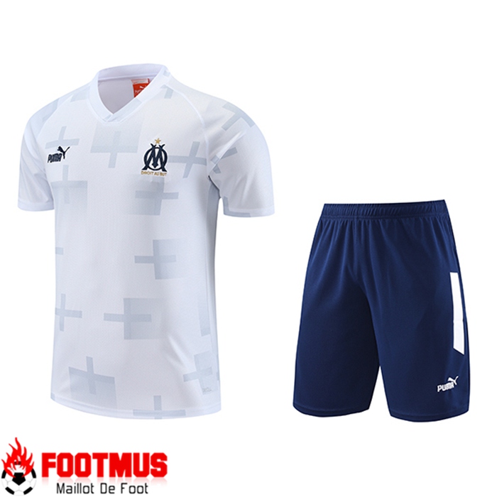 Boutique Ensemble Training T-Shirts + Shorts Marseille Blanc 2023/2024 ...