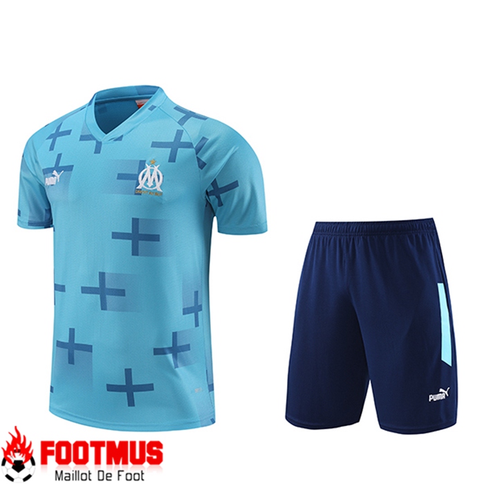 Magasin Ensemble Training T-Shirts + Shorts Marseille Bleu Clair 2023/ ...