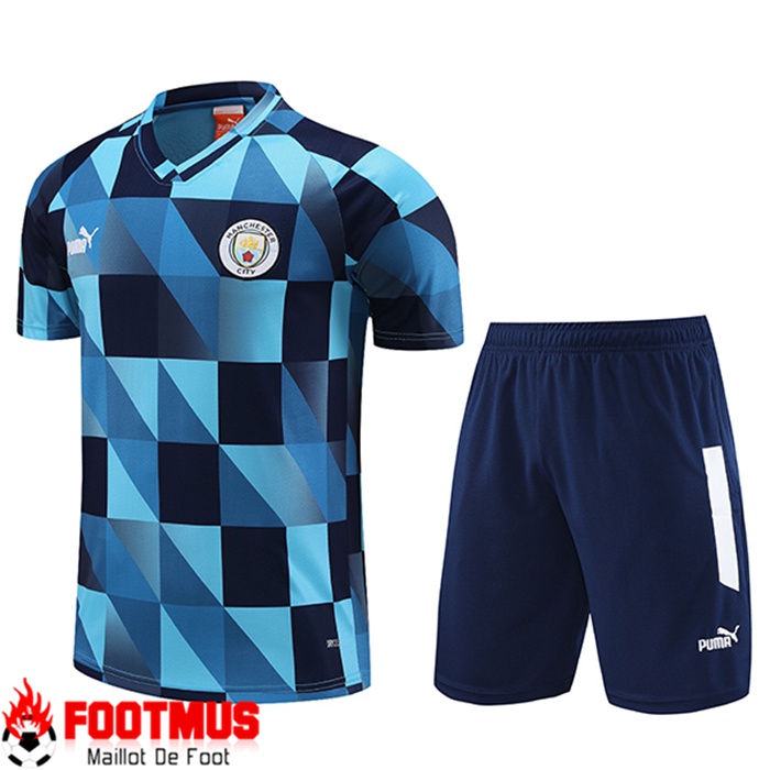 Prix Ensemble Training T-Shirts + Shorts Manchester City Bleu Clair ...