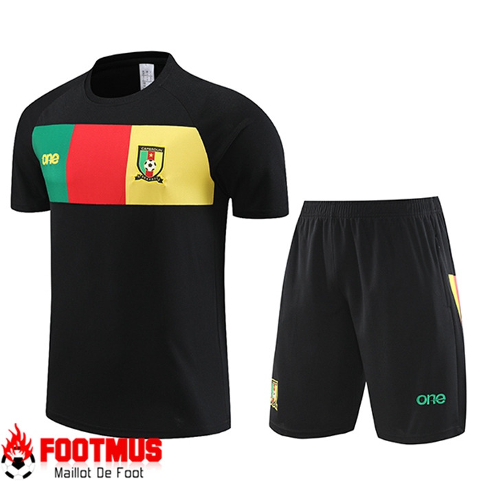 Floquer Ensemble Training T-Shirts + Shorts Cameroun Noir 2023/2024 ...
