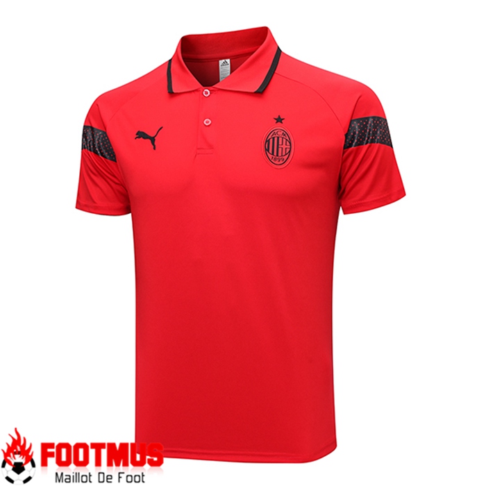 Créer Polo Foot Milan AC Rouge 2023/2024 Pas Chere
