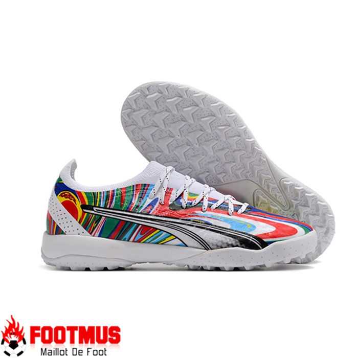 Faux Puma Chaussures de Foot Ultra Ultimate TF Blanc/Rouge/Bleu Moins Cher
