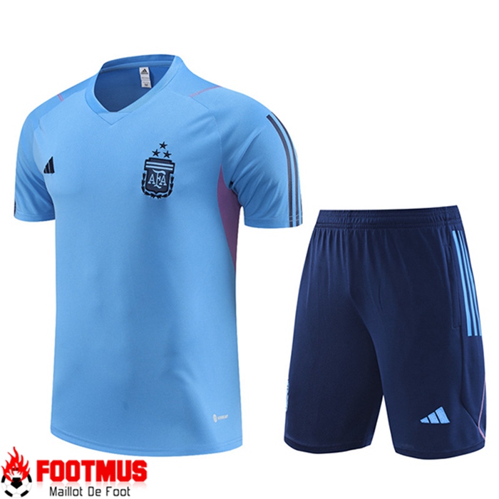 Flocage Ensemble Training T-Shirts + Shorts Argentine Bleu Clair 2023/ ...