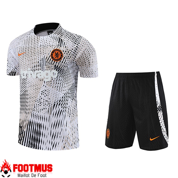 Prix Ensemble Training T-Shirts + Shorts FC Chelsea Blanc 2023/2024 Pas ...