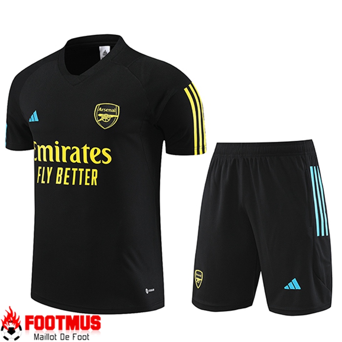 Promo Ensemble Training T-Shirts + Shorts Arsenal Noir 2023/2024 Pas Chere