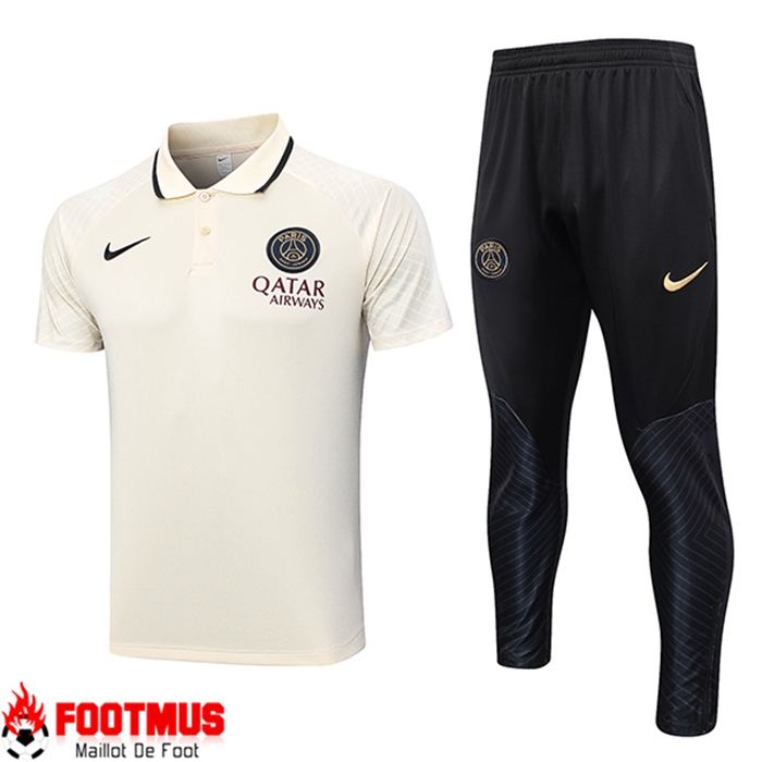 Solde Ensemble Polo Foot PSG Jaune 2023/2024 Moins Cher