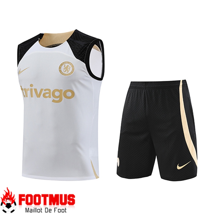 Destockage Ensemble Training Debardeur + Shorts FC Chelsea Blanc 2023/ ...