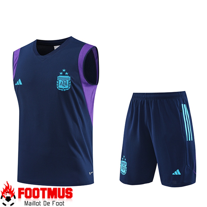 Destockage Ensemble Training Debardeur + Shorts Argentin Bleu Marine ...