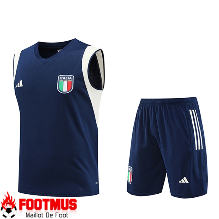 Achat Ensemble Training Debardeur + Shorts Italie Bleu Marine 2023/2024 ...