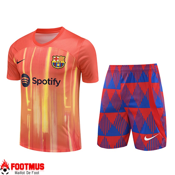 Achat Ensemble Training T-Shirts + Shorts FC Barcelone Orange 2023/2024 ...