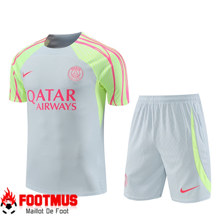 Boutique Ensemble Training T-Shirts + Shorts PSG Gris Clair 2023/2024 ...