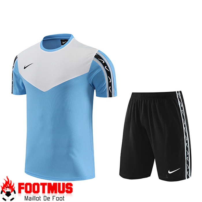 Grossiste Ensemble Training T-Shirts + Shorts Nike Bleu/Blanc 2023/2024 ...