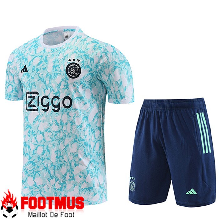 Acheter Ensemble Training T-Shirts + Shorts Ajax Bleu Clair 2023/2024 ...