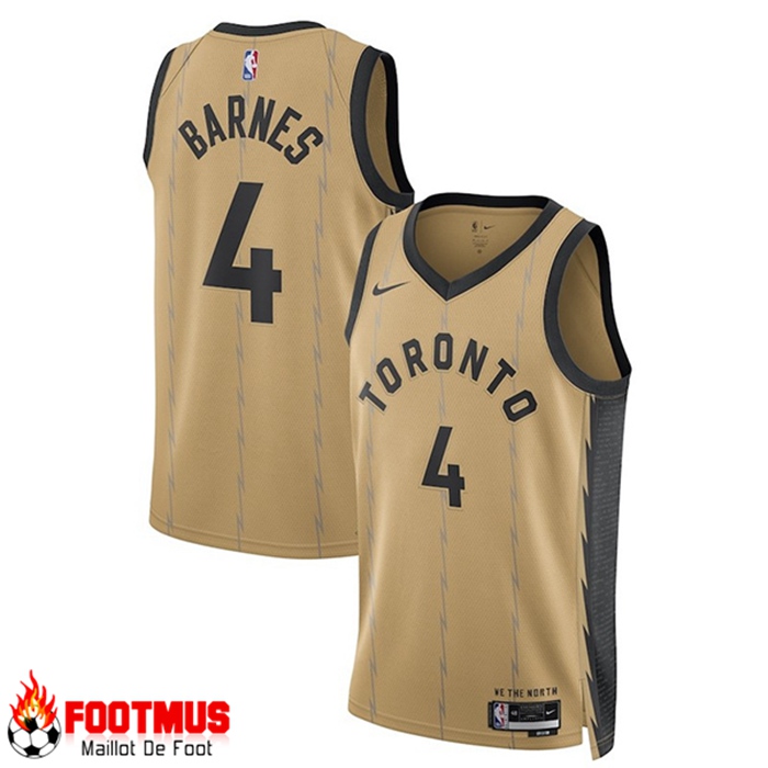 Boutique Maillot Toronto Raptors (BARNES #4) 2023/24 Brun Pas Cher