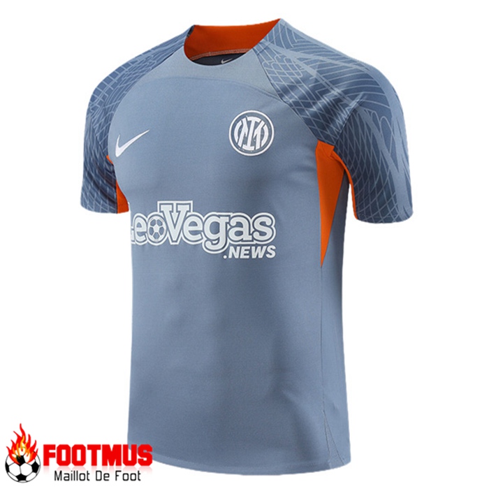 Copie Training T-Shirts Inter Milan Gris/Orange 2023/2024 Pas Cher