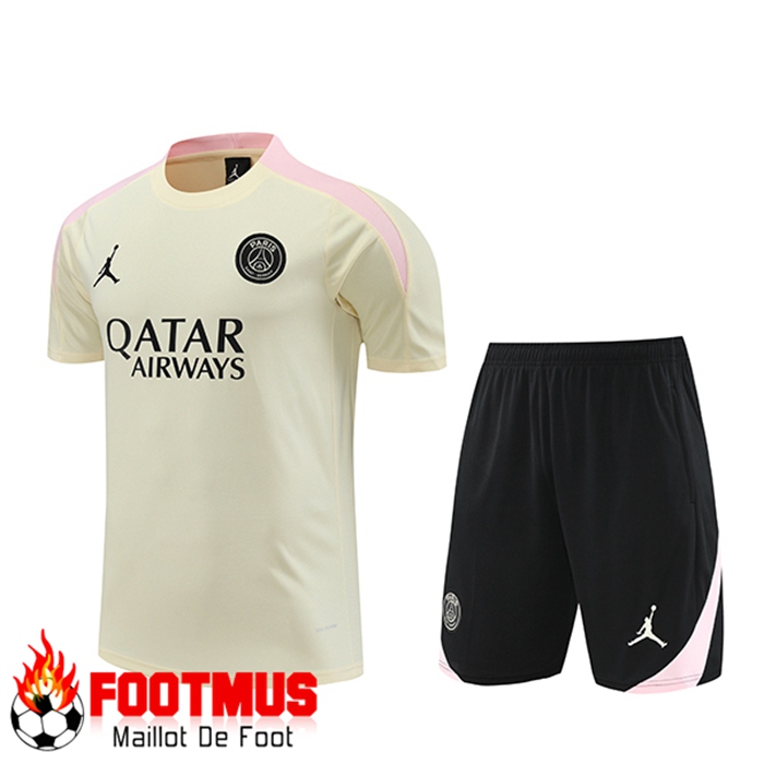 Créer Ensemble Training T-Shirts + Shorts PSG Beige/Rose/Noir 2024/2025 ...