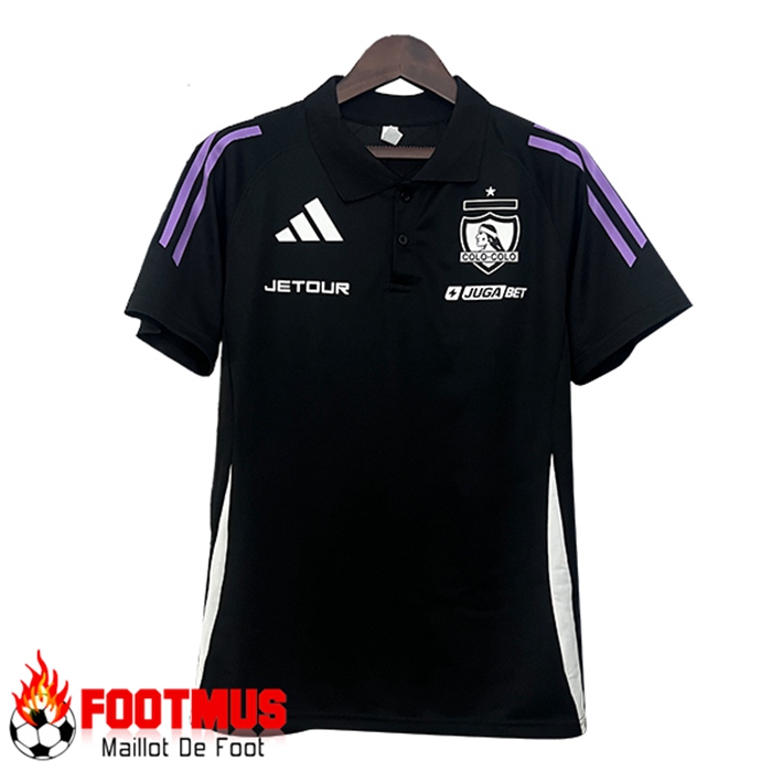 Créer Son Polo Foot Colo-Colo Noir/Blanc/Pourpre 2025/2026 Pas Cher